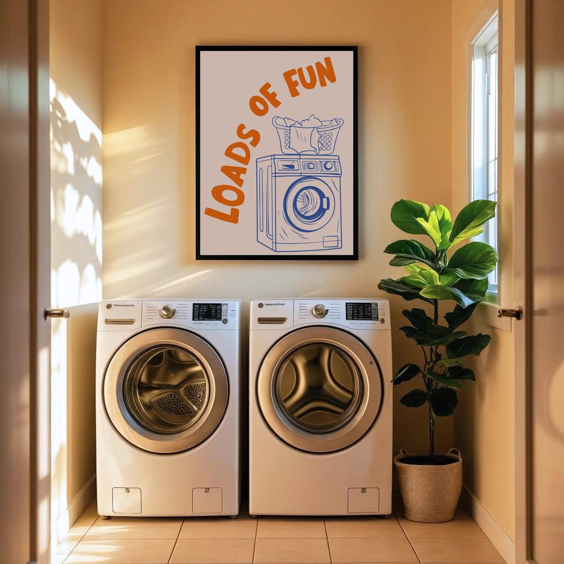 Loads of Fun Print Laundry Room Sign Funny Laundry Humor Art Wall Decor ...