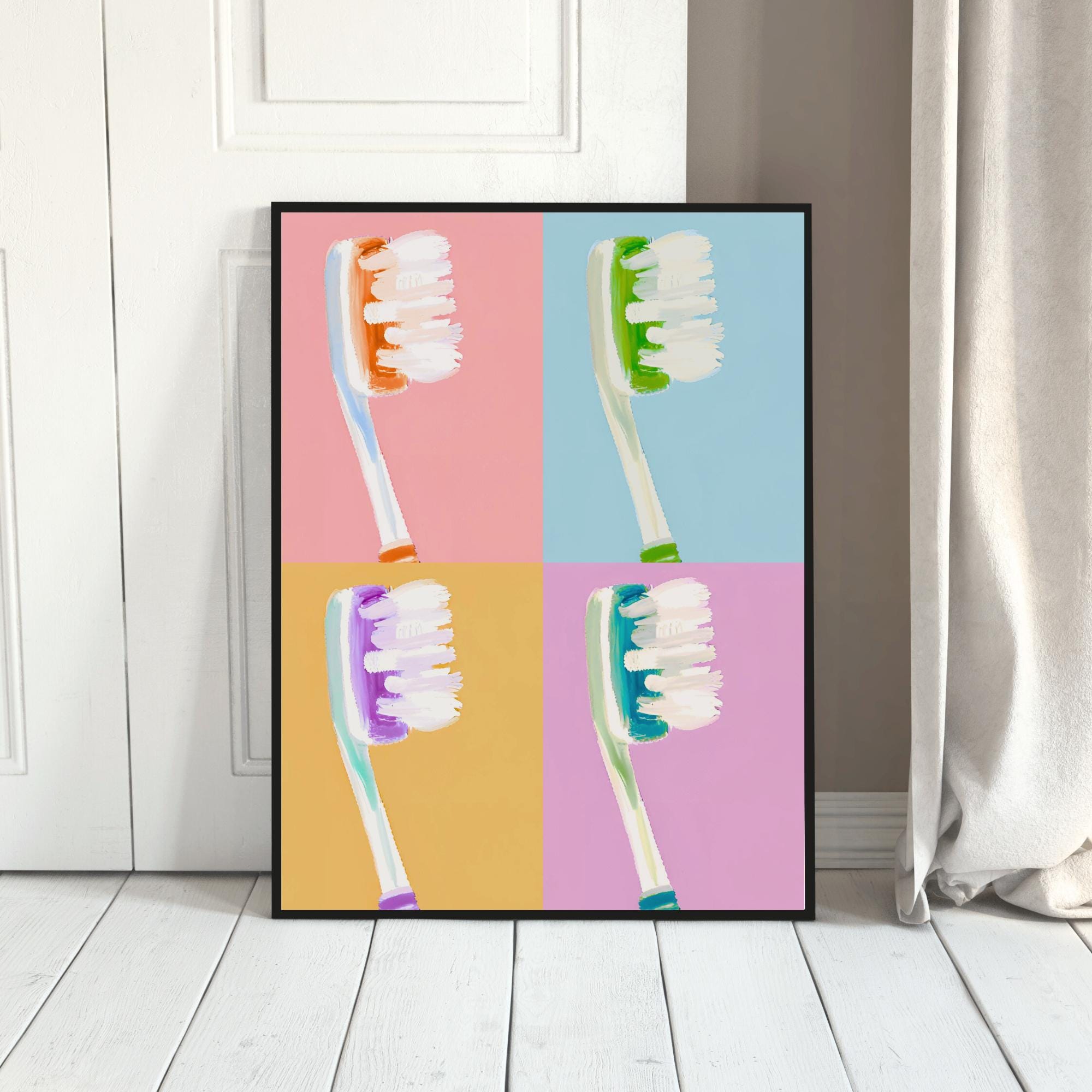 Abstract Toothbrush Art Dental Office Print Dentist Clinic Decor Modern ...