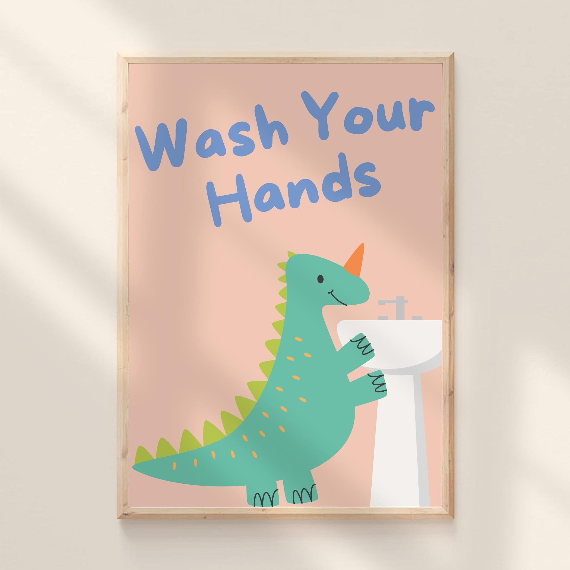 Kids Bathroom Wall Art Set of 4 Hygiene Reminder Prints Wash Your Hands ...
