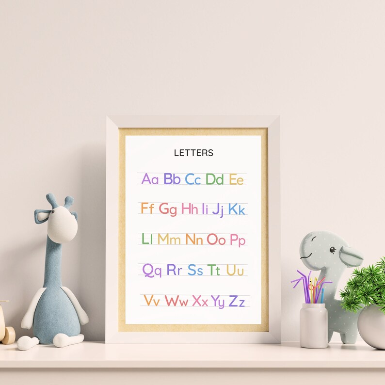 Rainbow Alphabet Poster, ABC Poster, Kids Educational Wall Art ...