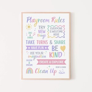 Girls Playroom Rules Sign Printable Kids Play Room Decor Homeschool ...