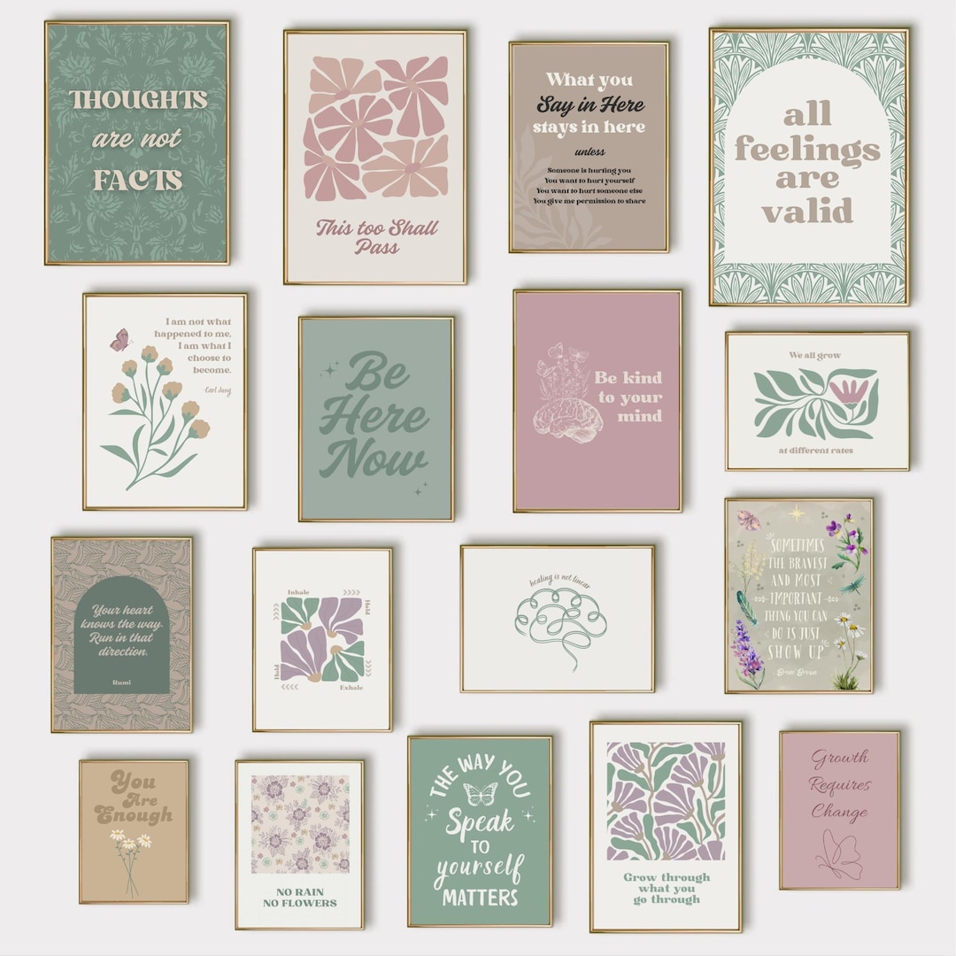 Mental Health Set of 25 Prints Bundle Positive Inspirational Quotes ...
