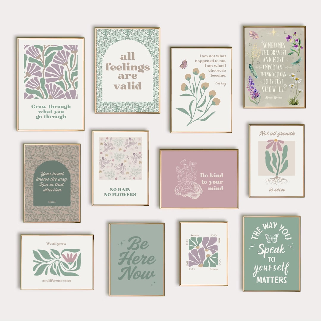 Mental Health Set of 12 Prints Bundle Positive Inspirational Psychology ...