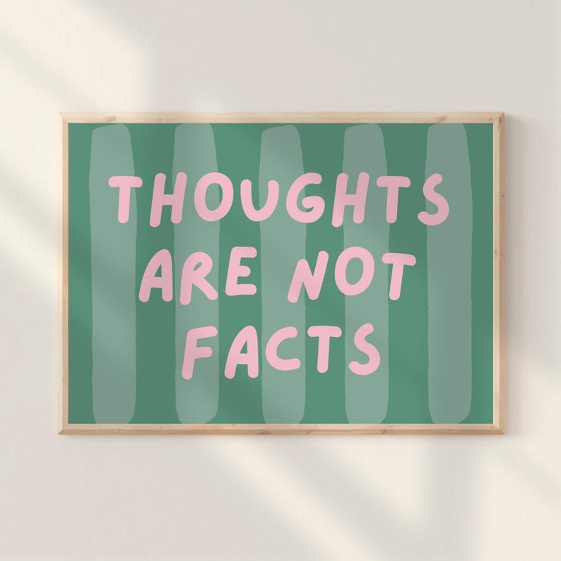 Thoughts Are Not Facts Wall Art Quote Therapy Office Decor Psychology ...