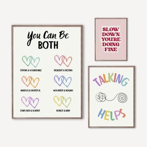 Mental Health Poster Set of 3 Prints for Therapy Office School ...