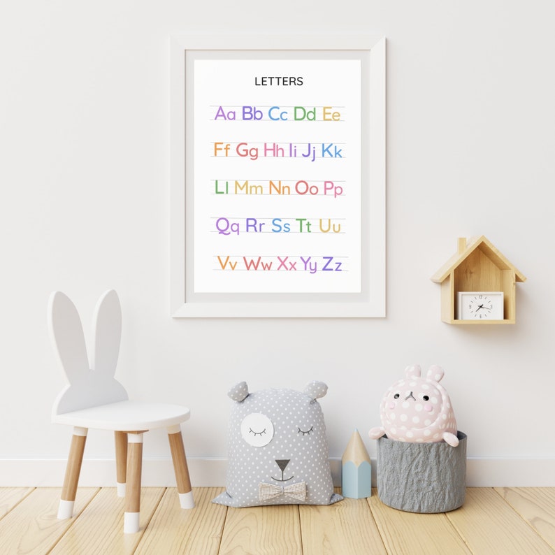 Rainbow Alphabet Poster, ABC Poster, Kids Educational Wall Art ...