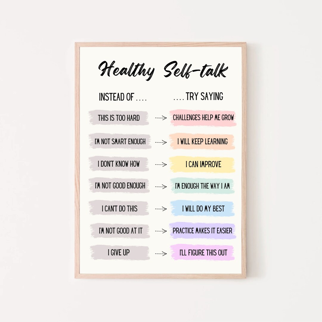 Growth Mindset Self Talk Printable Boho Classroom Decor Calm Down ...