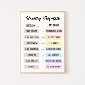 Growth Mindset Self Talk Printable Boho Classroom Decor Calm Down ...