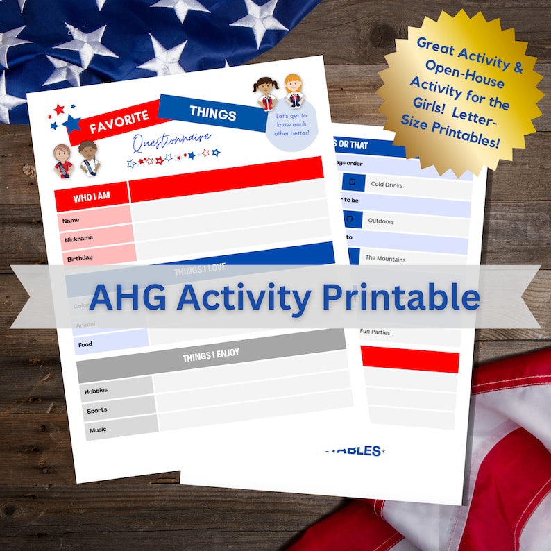 AHG Printable Girls Activity Sheet - Etsy
