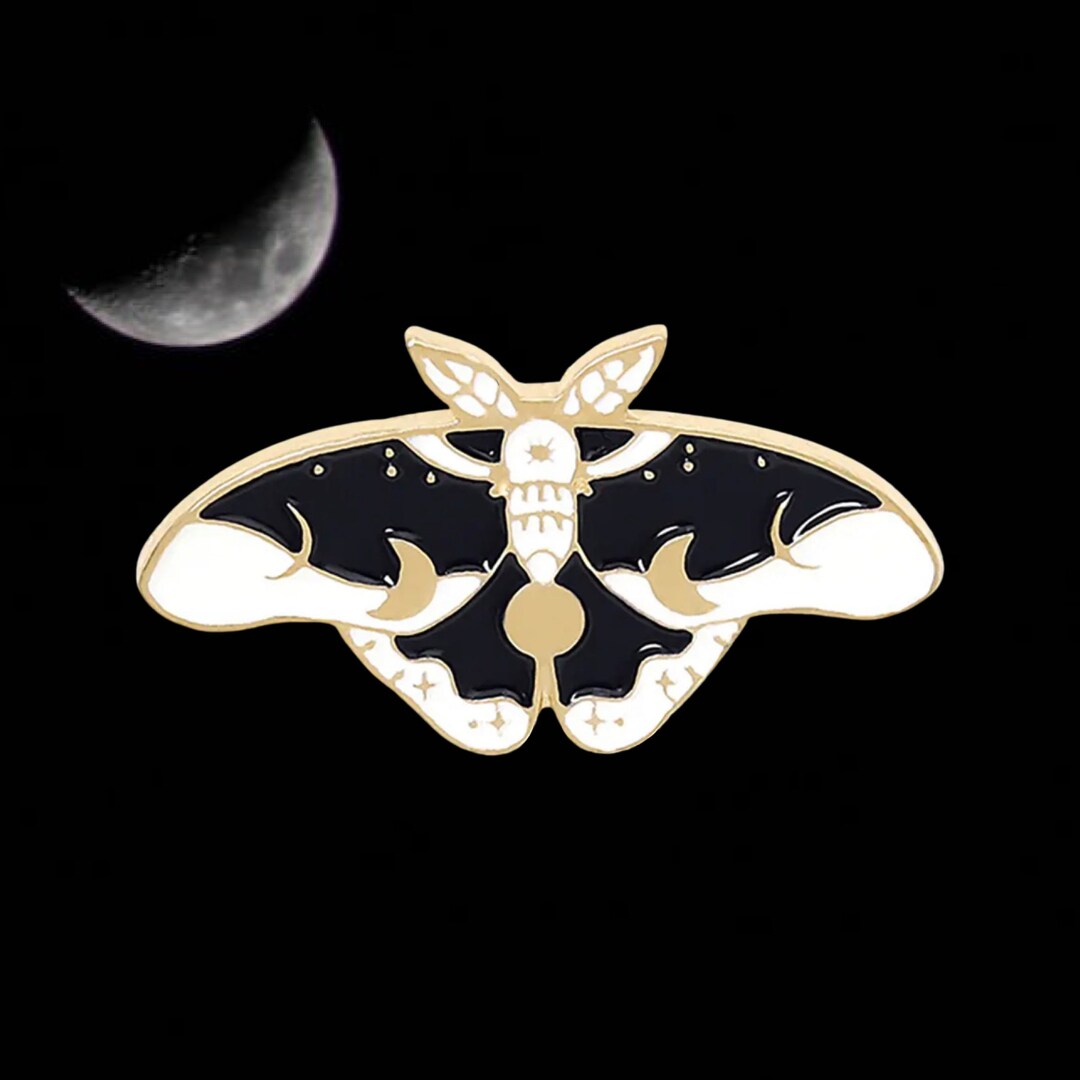 Moon Phases Moth Enamel Pin - Etsy