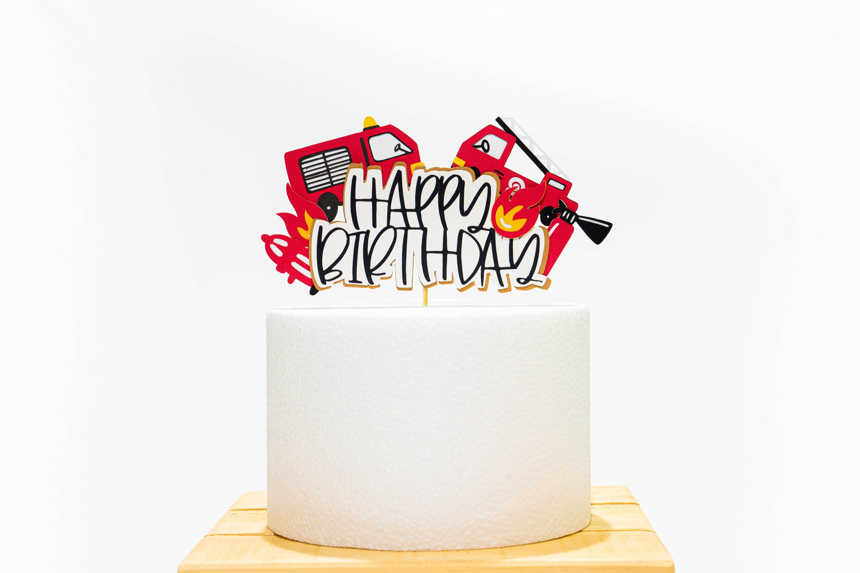 Fire Truck Cake Topper | Birthday Decoration Kit - Etsy