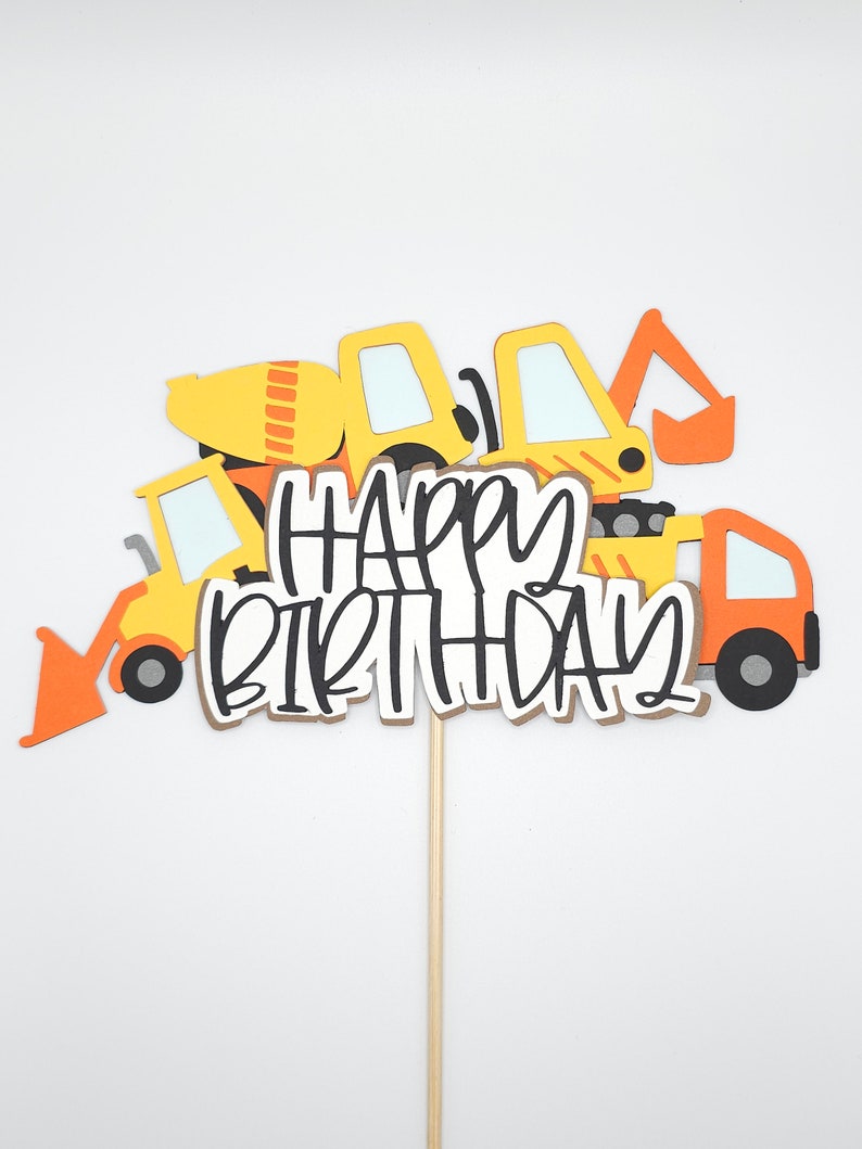 Construction Car Cake Topper Birthday Decoration Kit - Etsy