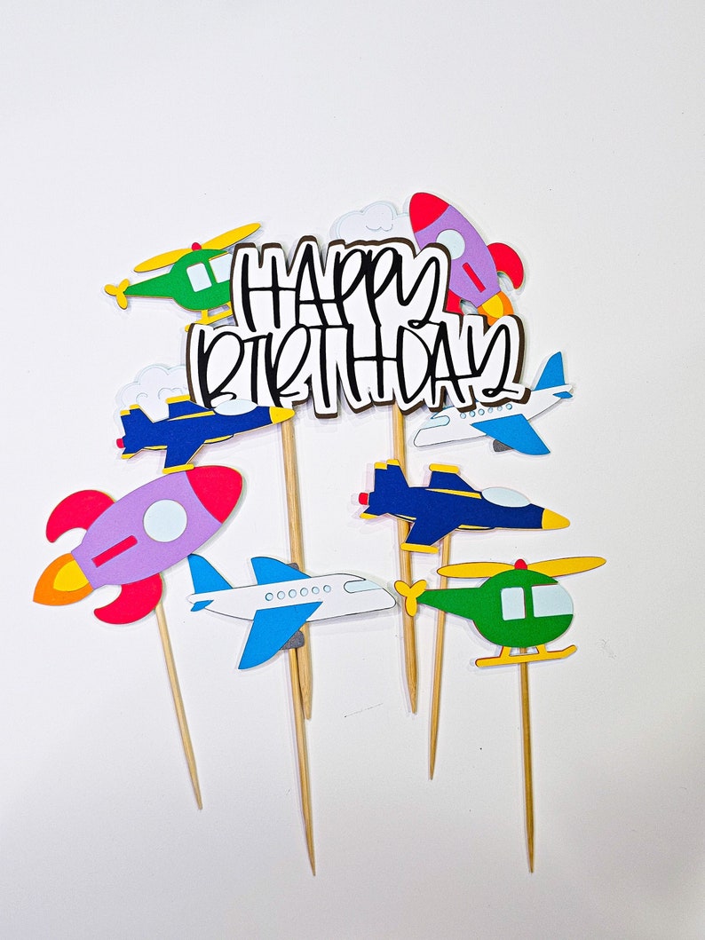 Airplane Cake Topper Helicopter Cake Topper Rocket Jet - Etsy