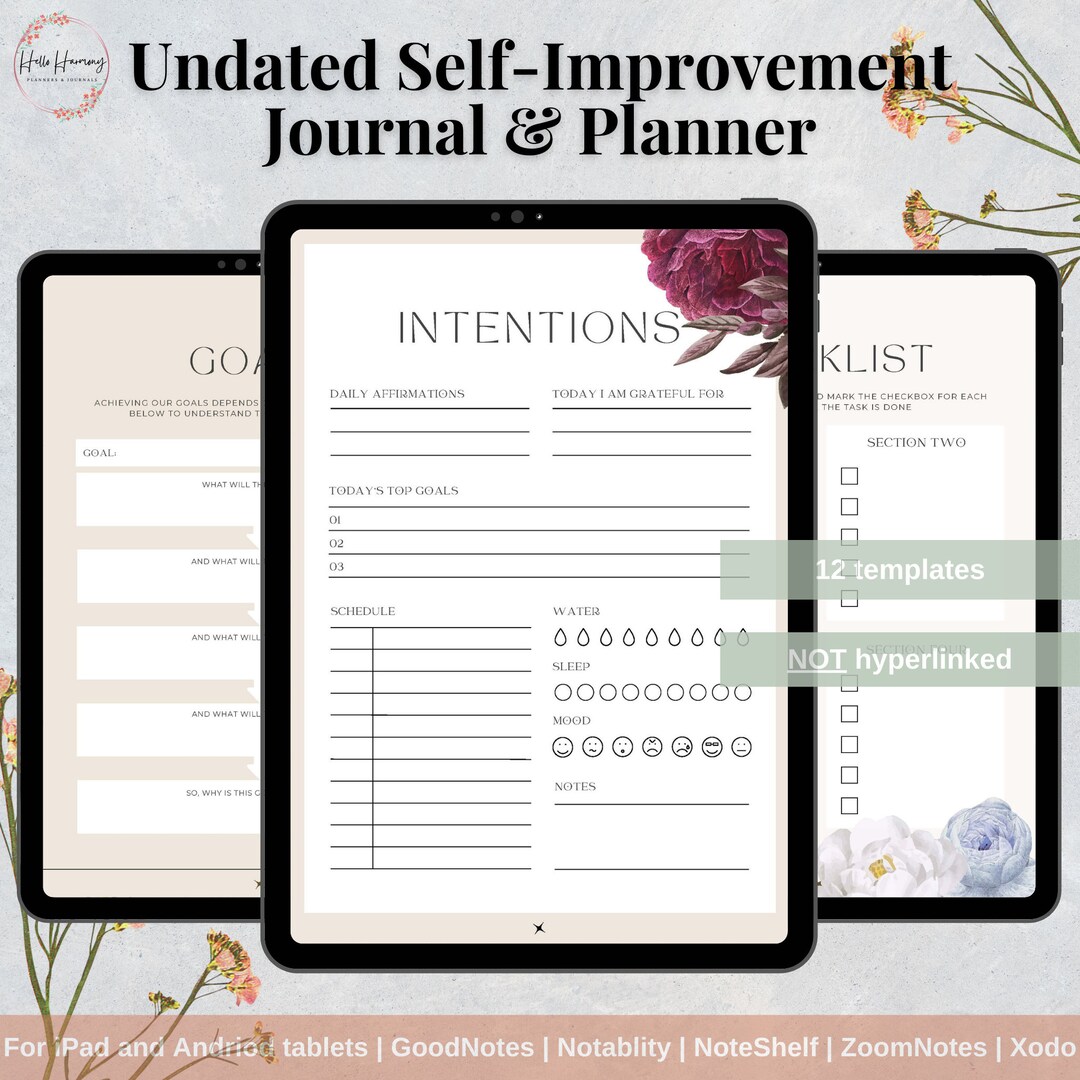 Undated Self-improvement Growth Journal & Planner With 12 Different ...