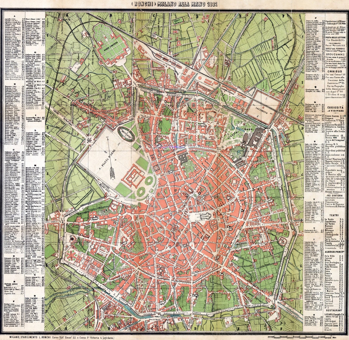 City Plan of Milan, Printable Milan City Plan, Milan Map Poster, Milan ...