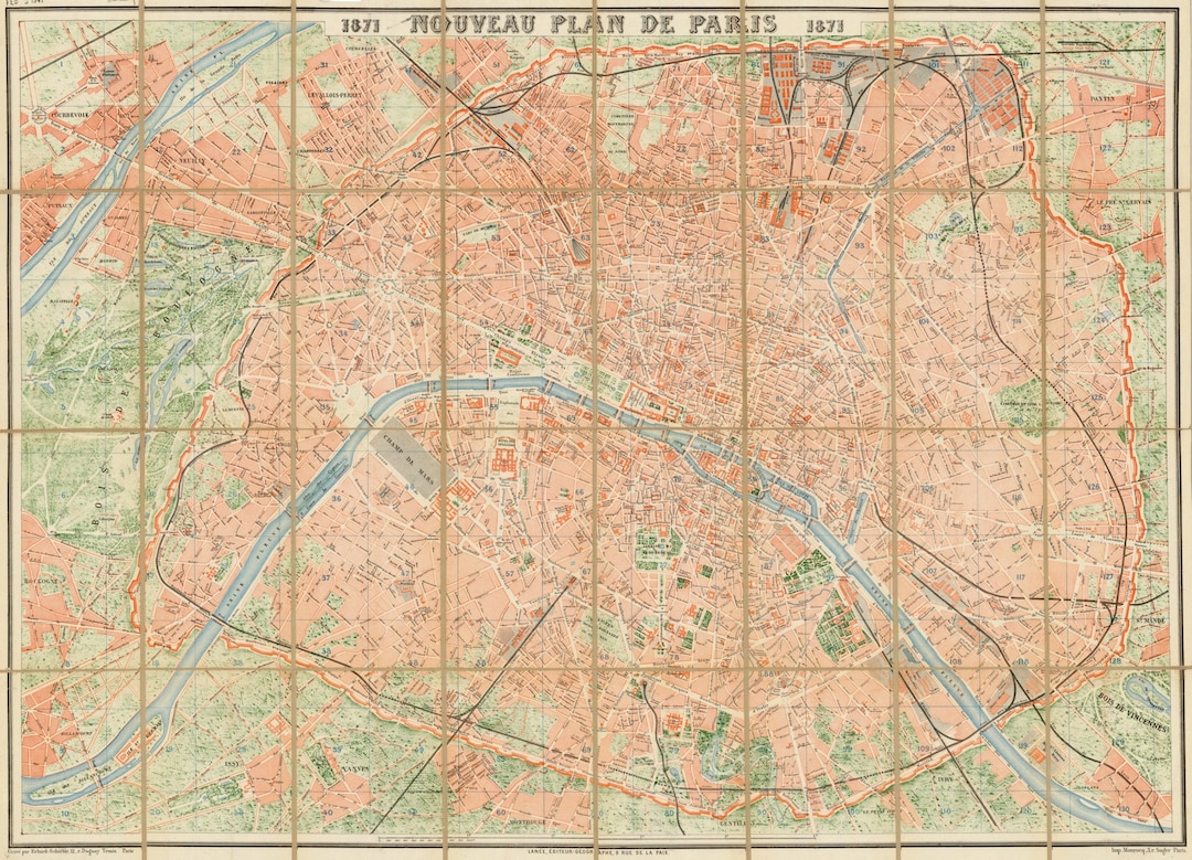 Cita Plan of Paris, Printable Paris Map, Paris Map Poster, Paris Plan ...
