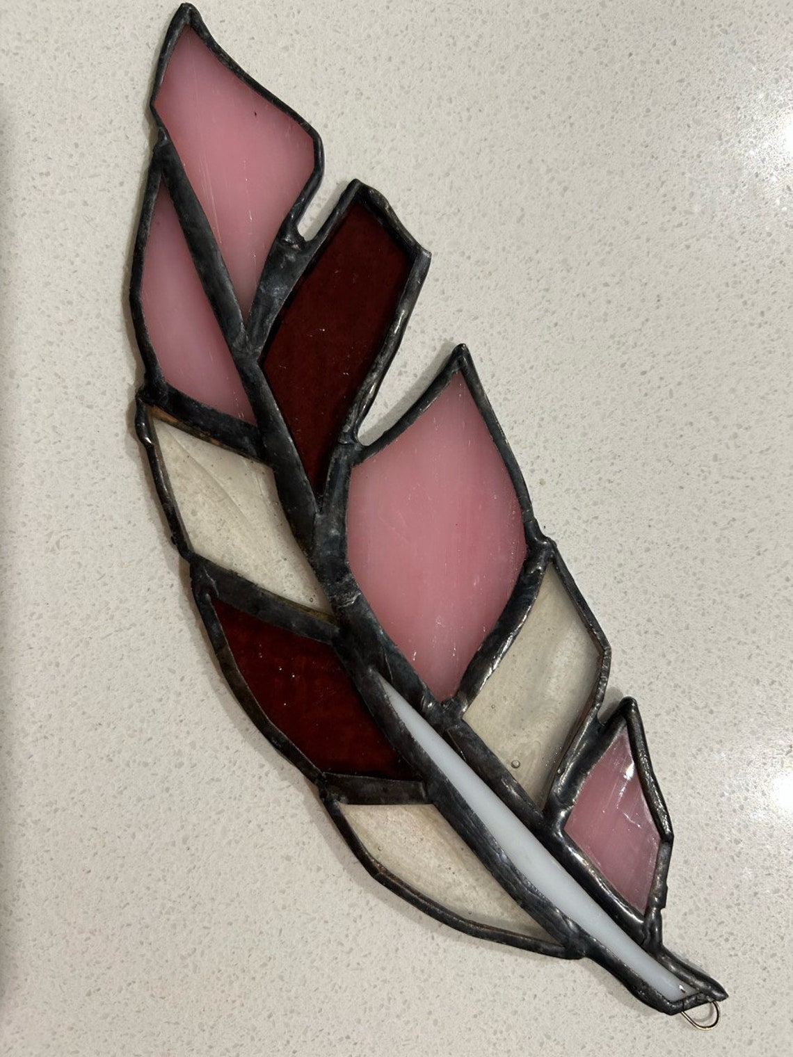 BLUE - Stained Glass Feather Handmade Glass Australia Leadlight Sun ...