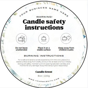 Editable Candle Safety Label - Etsy
