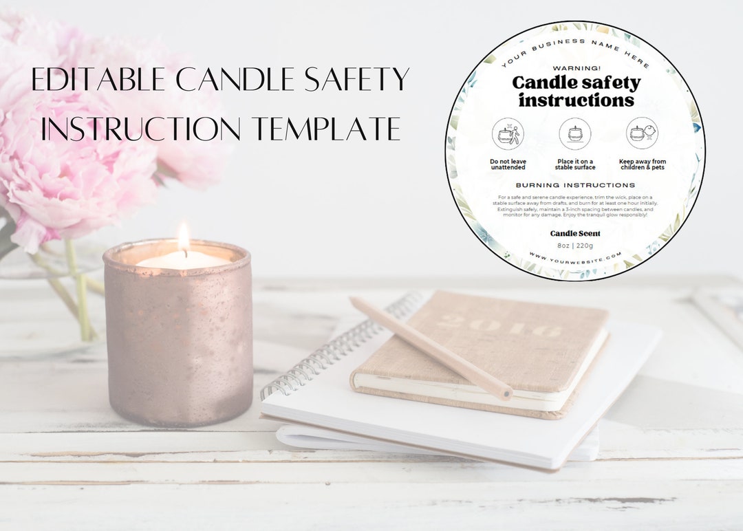 Editable Candle Safety Label - Etsy