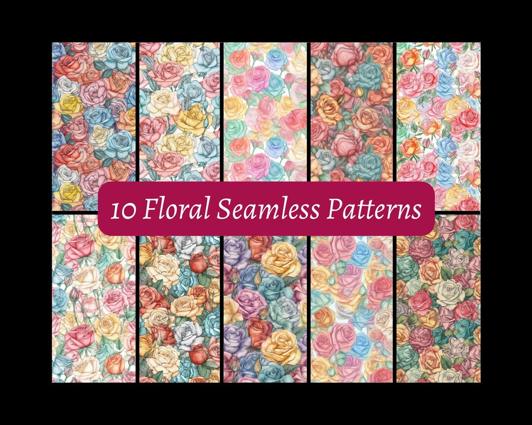 Roses Seamless Pattern Digital Paper Pack - Etsy