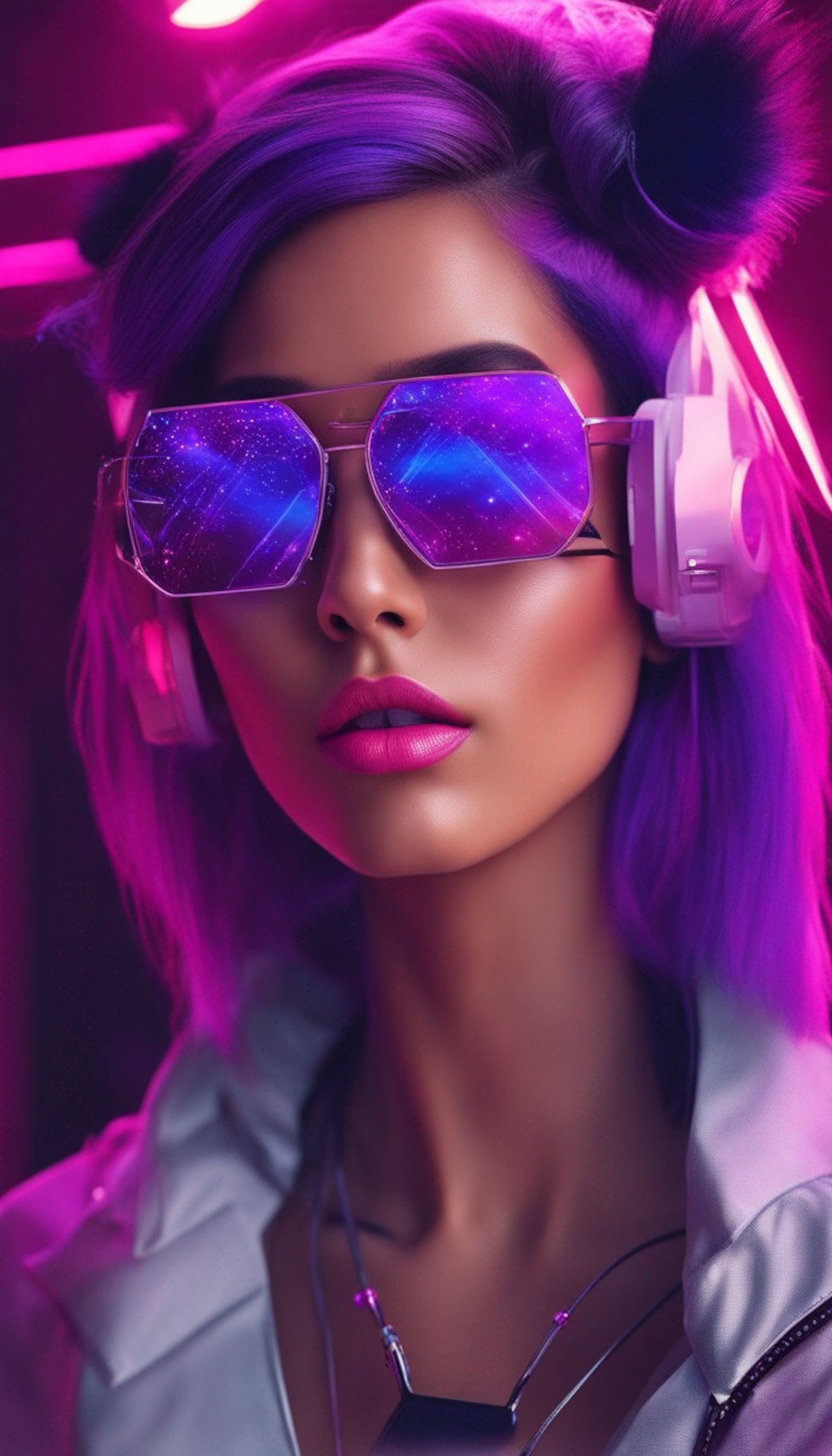 72 Futuristic Neon Girl Wallpaper Smartphone Wallpaper Set - Etsy