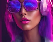 72 Futuristic Neon Girl Wallpaper Smartphone Wallpaper Set - Etsy