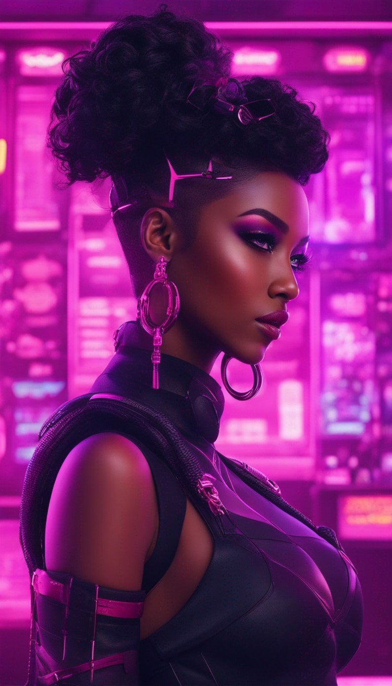 72 Futuristic Neon Girl Wallpaper Smartphone Wallpaper Set - Etsy