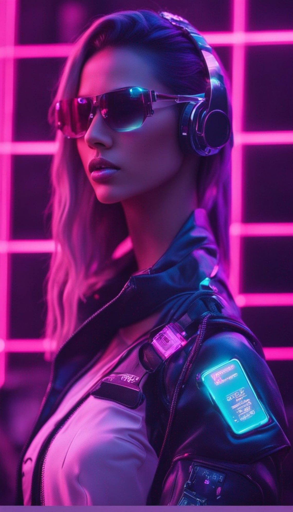 72 Futuristic Neon Girl Wallpaper Smartphone Wallpaper Set - Etsy