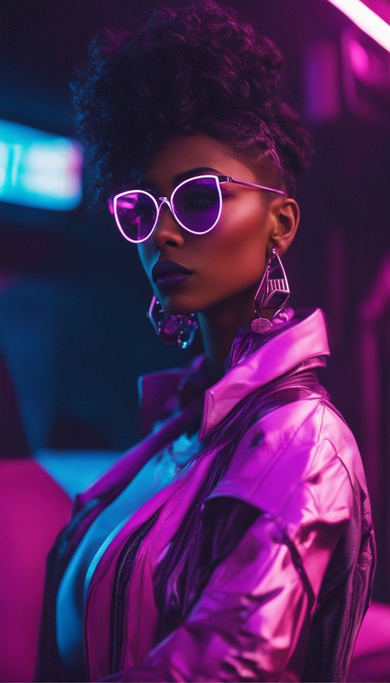 72 Futuristic Neon Girl Wallpaper Smartphone Wallpaper Set - Etsy