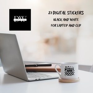 21 Black and White Stickers for Laptop and Cup Waterproof Stickers ...