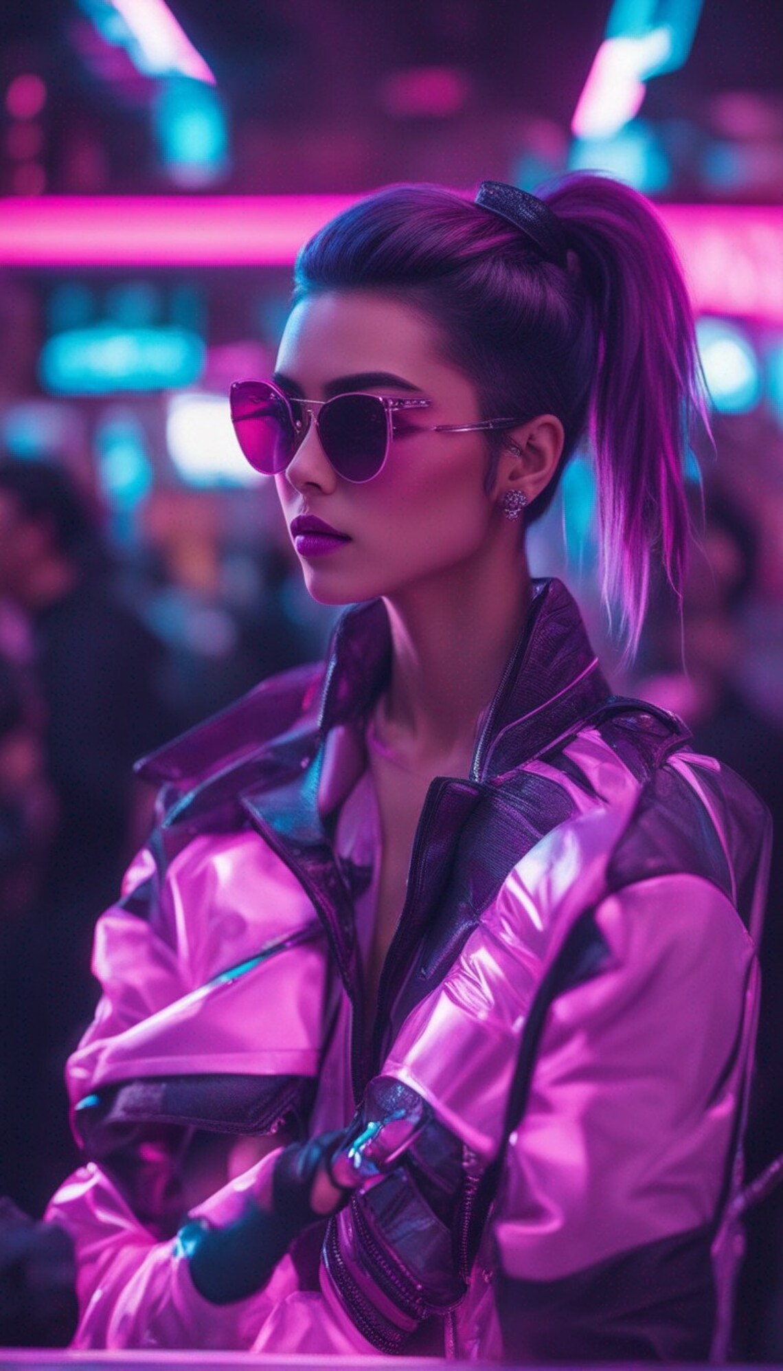 72 Futuristic Neon Girl Wallpaper Smartphone Wallpaper Set - Etsy