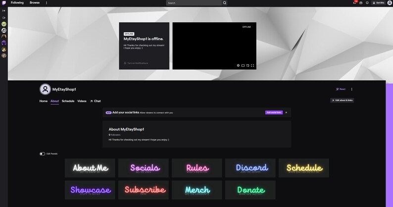 Neon Twitch Panels for Stream | Instant Download 9 Colorful Panels ...