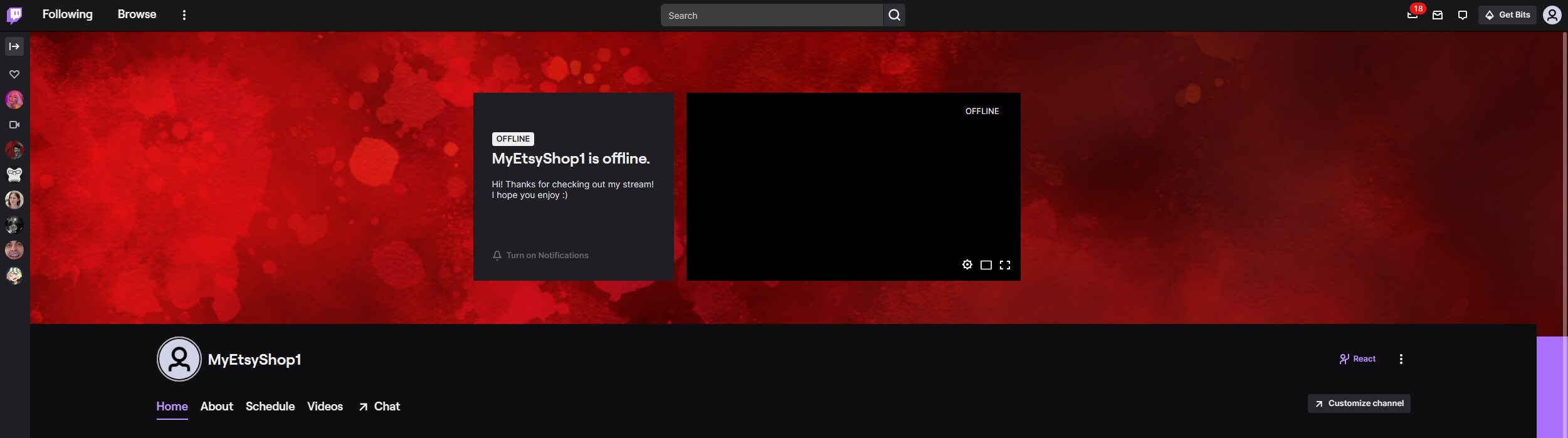 Red Splatter Stream Profile Banner for Twitch and Kick - Etsy