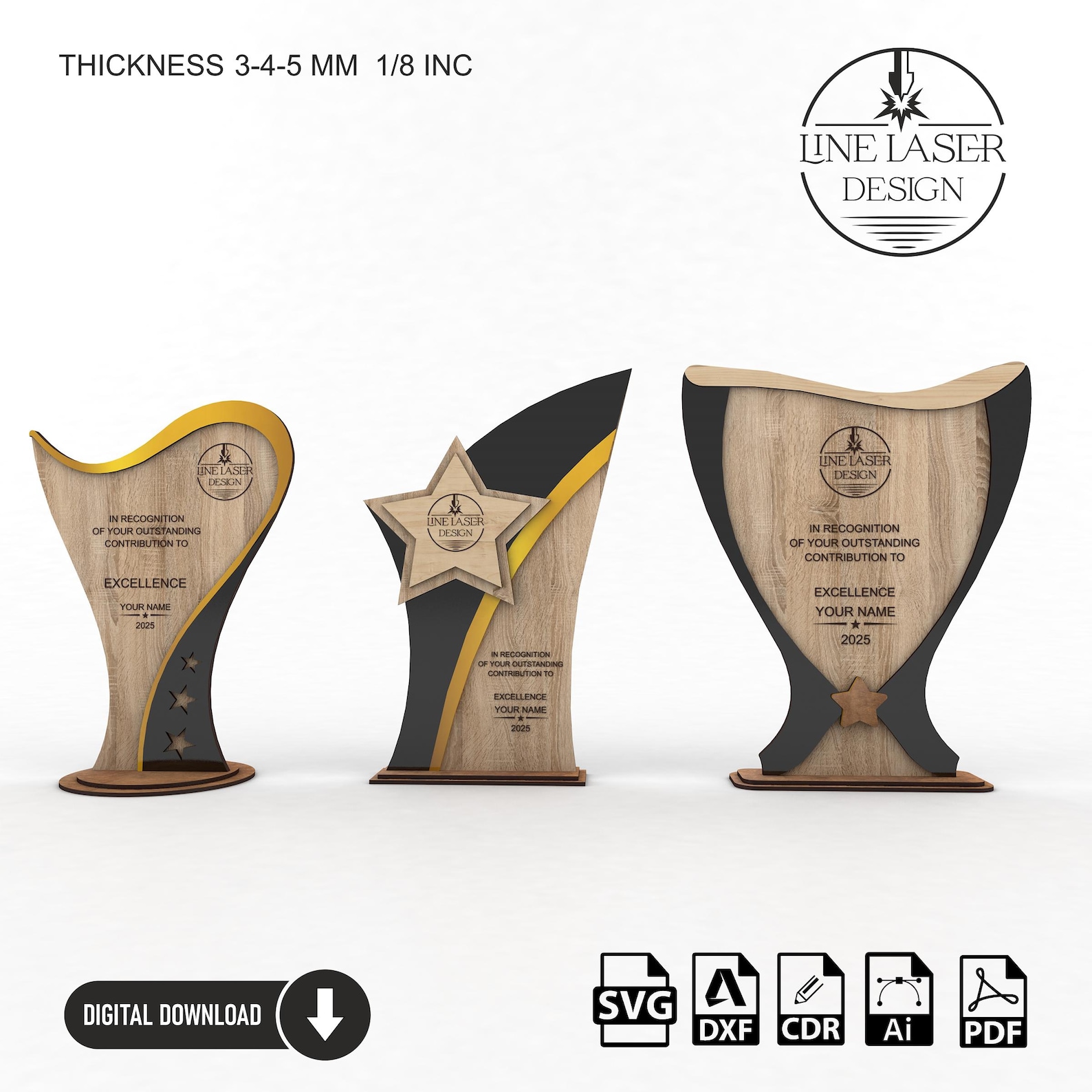 Laser Cut Award Trophy Designs: Wood & Plexiglass Files (digital ...