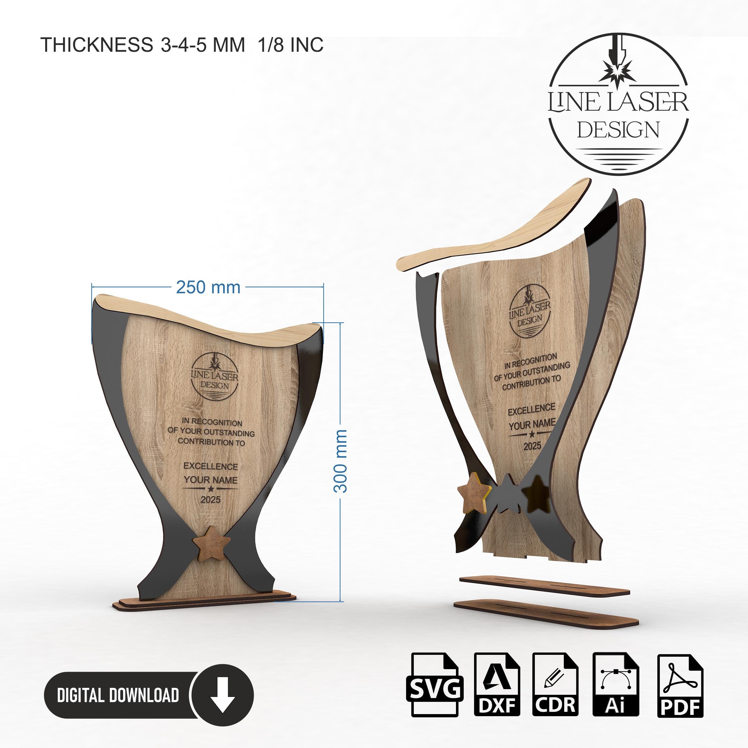 Laser Cut Award Trophy Designs: Wood & Plexiglass Files (digital ...