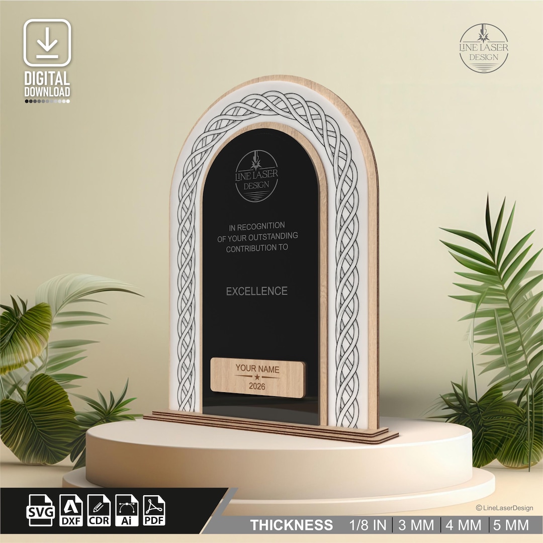 Arched Award Trophy Laser Cut File | Wood & Acrylic (digital Download ...