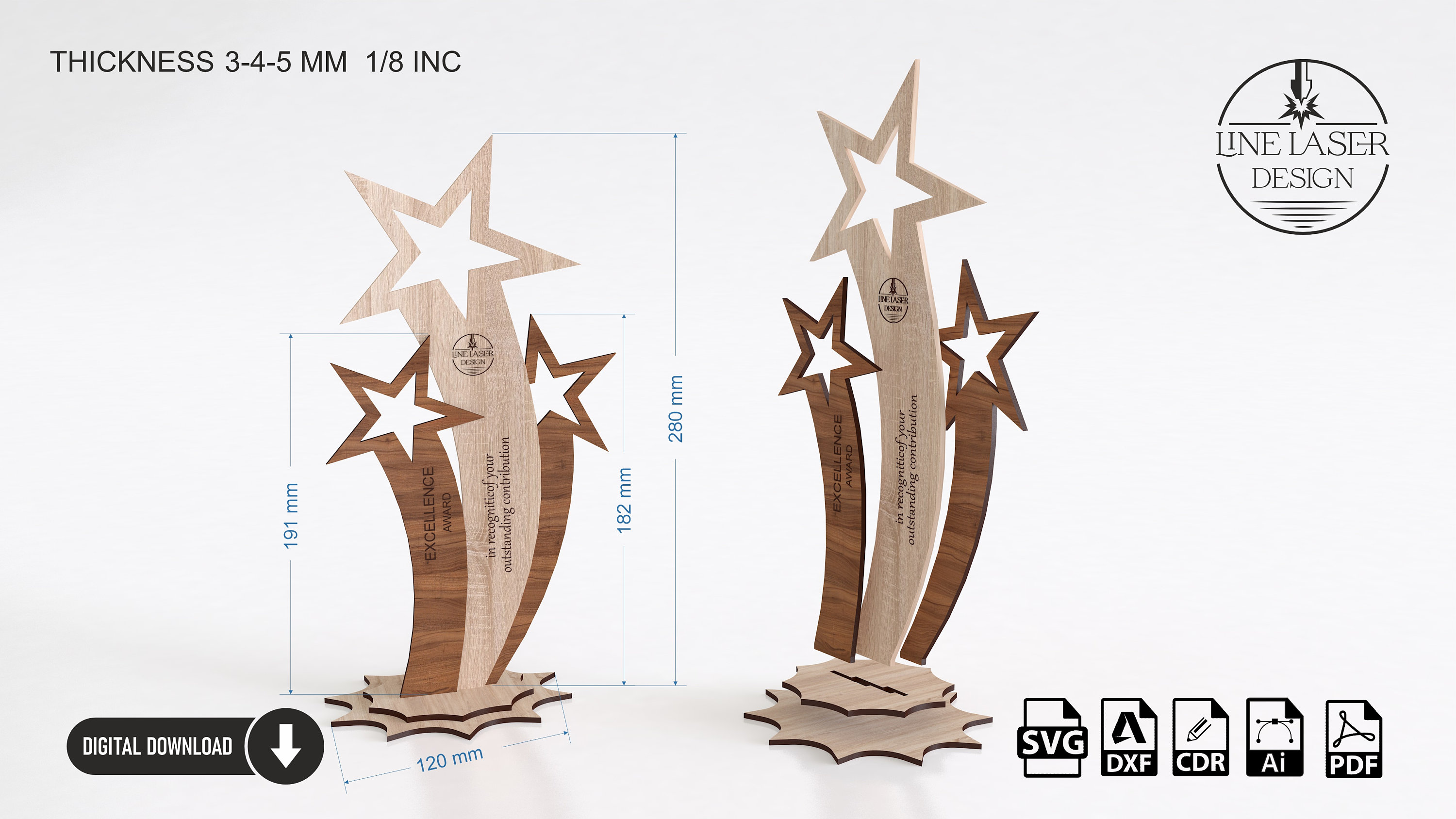 5 Different Designs Award Trophy Laser Cut Pack Award Trophy - Etsy ...