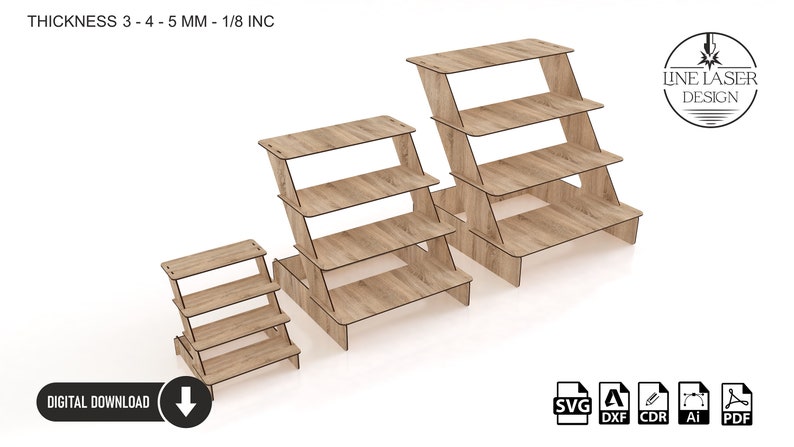 Display Stand Laser Cut Files, 4 Shelf Display Stand Svg Files, Vector ...