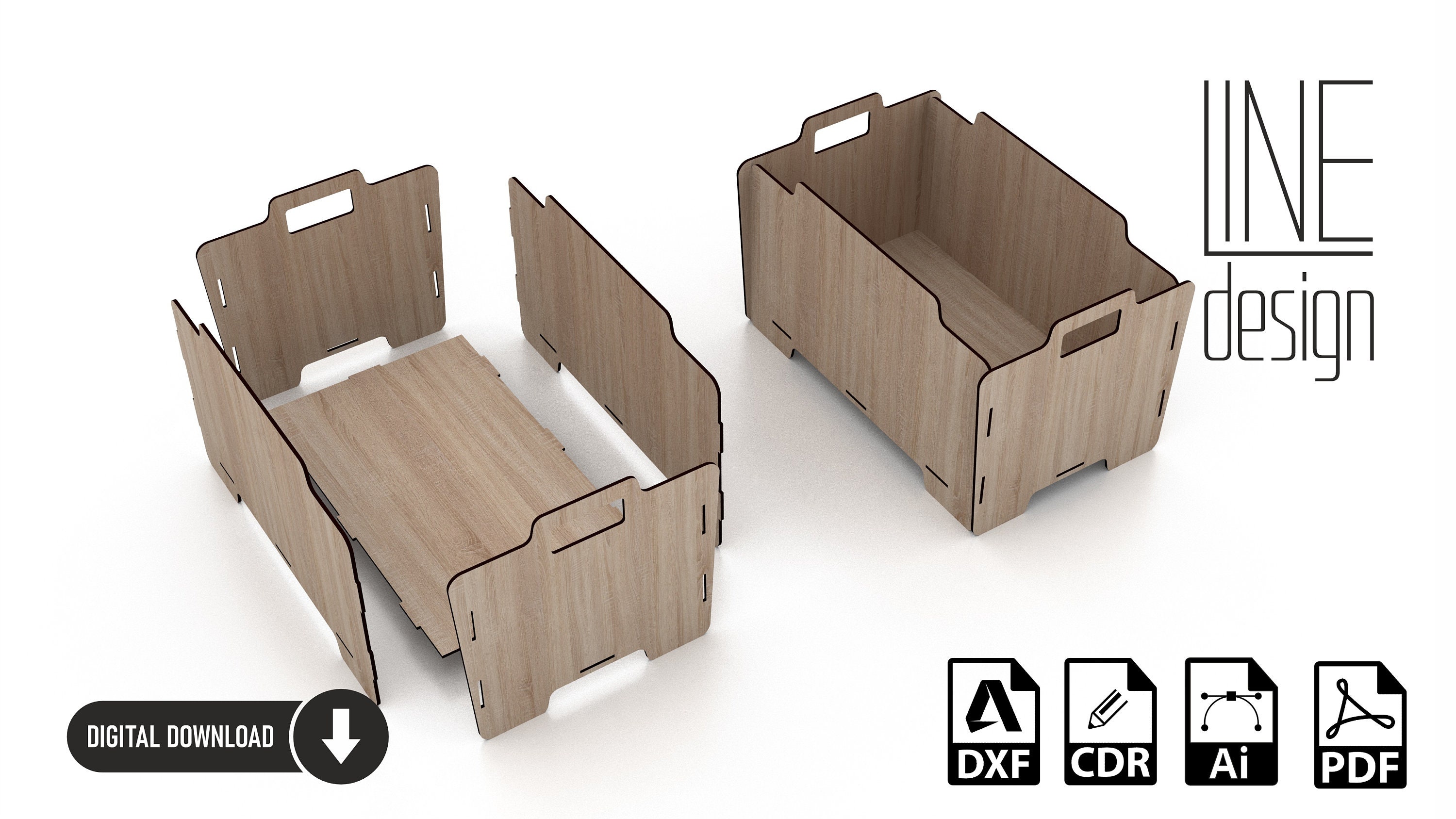 Stackable Laser Cut Basket Storage Box Files 3mm Drawing - Etsy