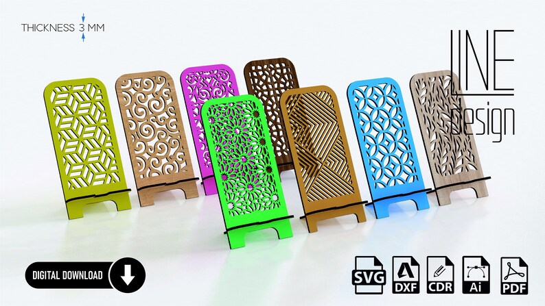 Laser Cut Phone Stand Vector Files: Leaf Design (digital Download) - Etsy