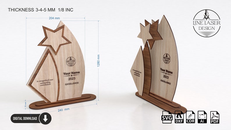 5 Different Designs Award Trophy Laser Cut Pack Award Trophy - Etsy ...