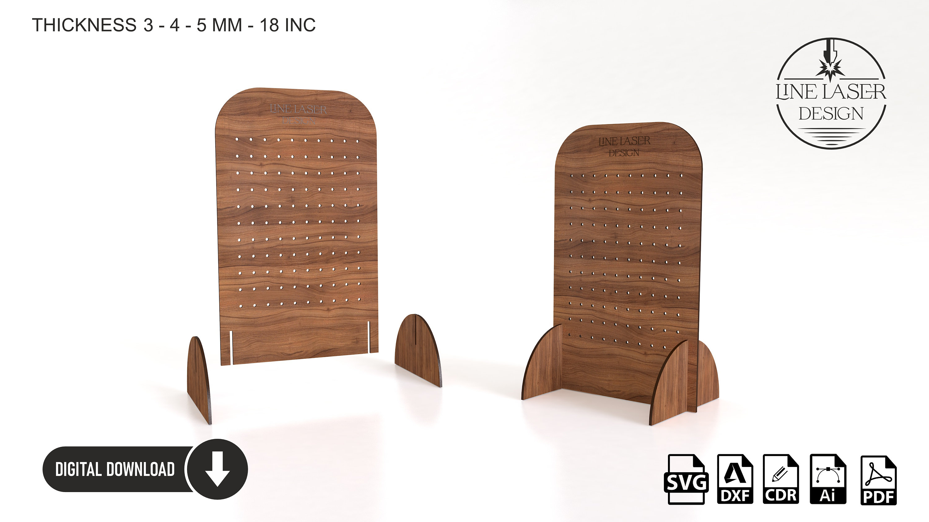 Earring Stand Laser Cut File, Two Different Sizes Different Design ...