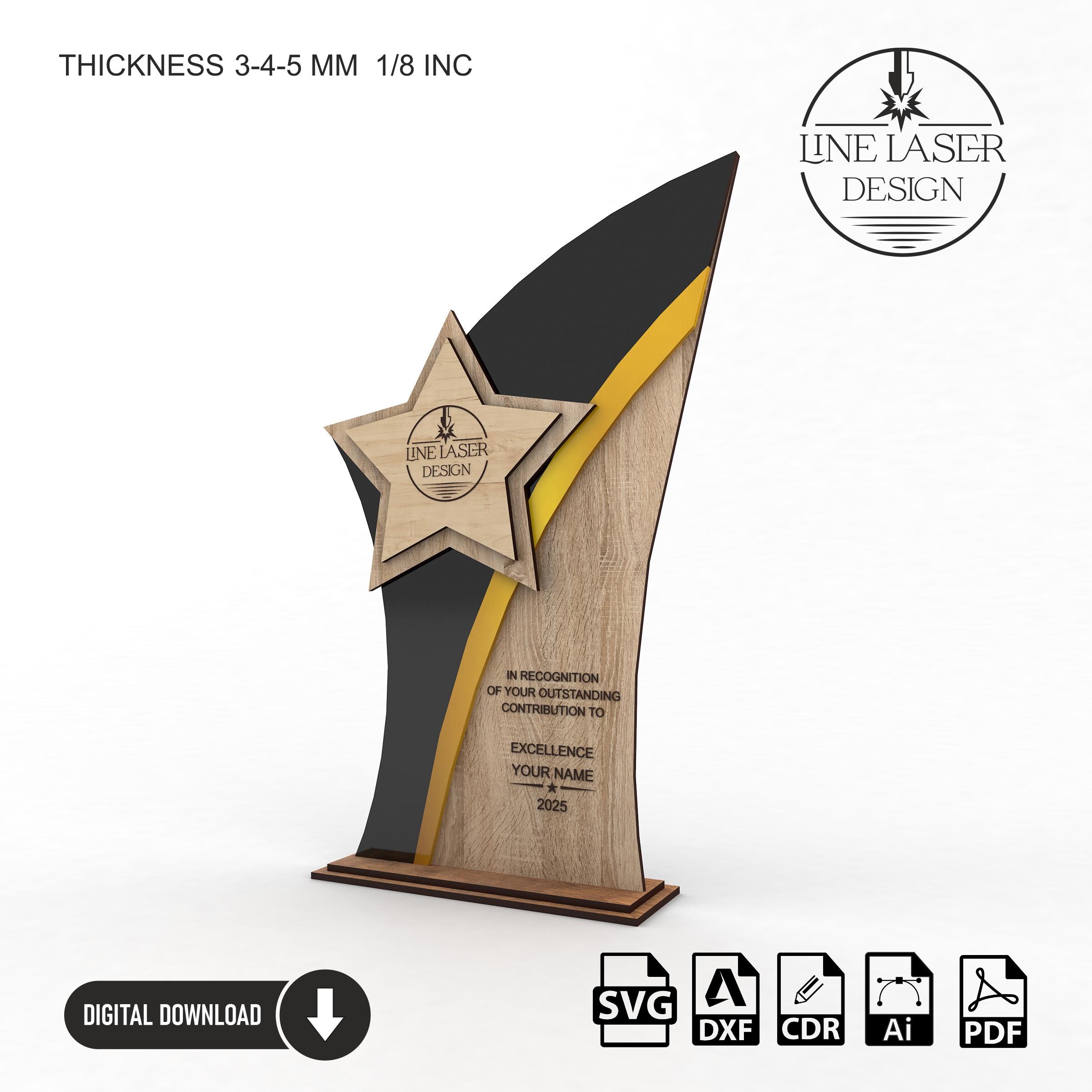 Laser Cut Award Trophy Designs: Wood & Plexiglass Files (digital ...
