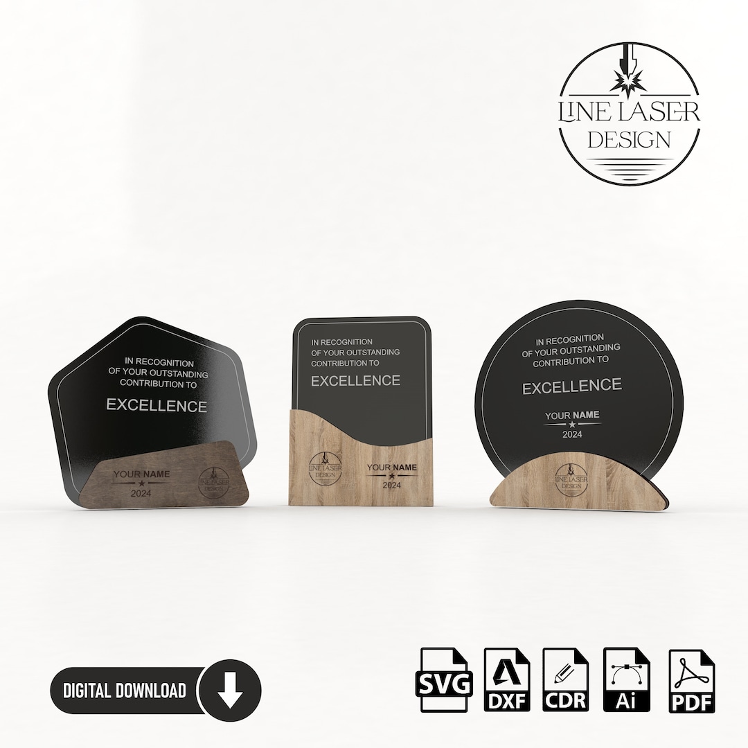 3 Different Designs Award Trophy Laser Cut Files Pack | Wood and ...