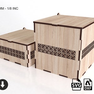 Hinged Lid Box Laser Cut Files: Patterned Storage, 16 Sizes (digital ...