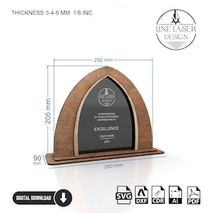 3 Unique Award Trophy Designs Pack | Wood and Acrylic Laser Cut Plaques ...