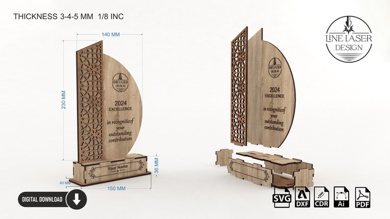 Award Trophy Laser Cut Files 3 Different Designs Pack | Wood and ...