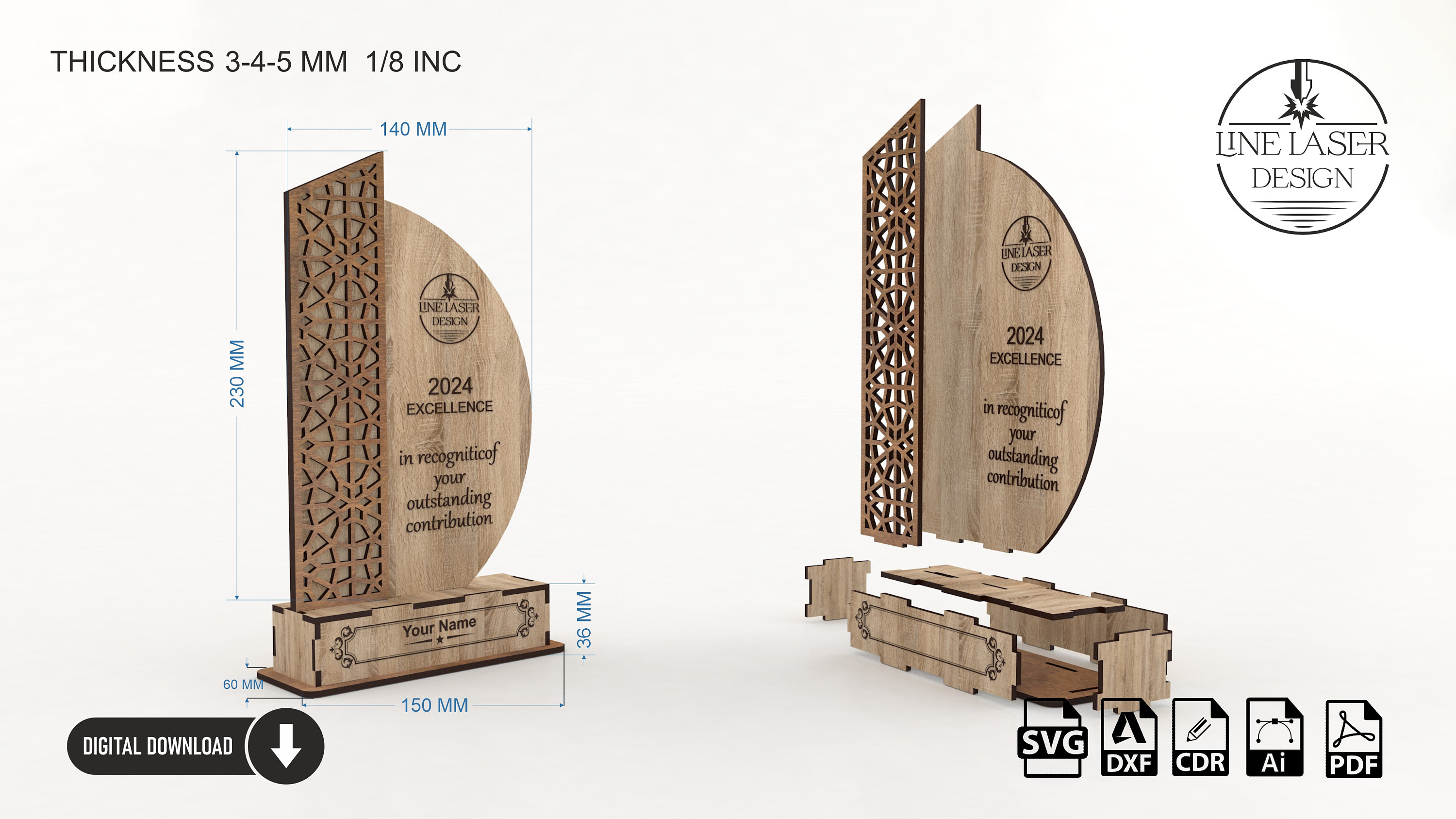 Award Trophy Laser Cut Files 3 Different Designs Pack | Wood and ...