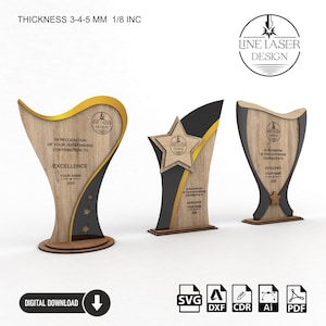 Laser Cut Award Trophy Designs: Wood & Plexiglass Files (digital ...