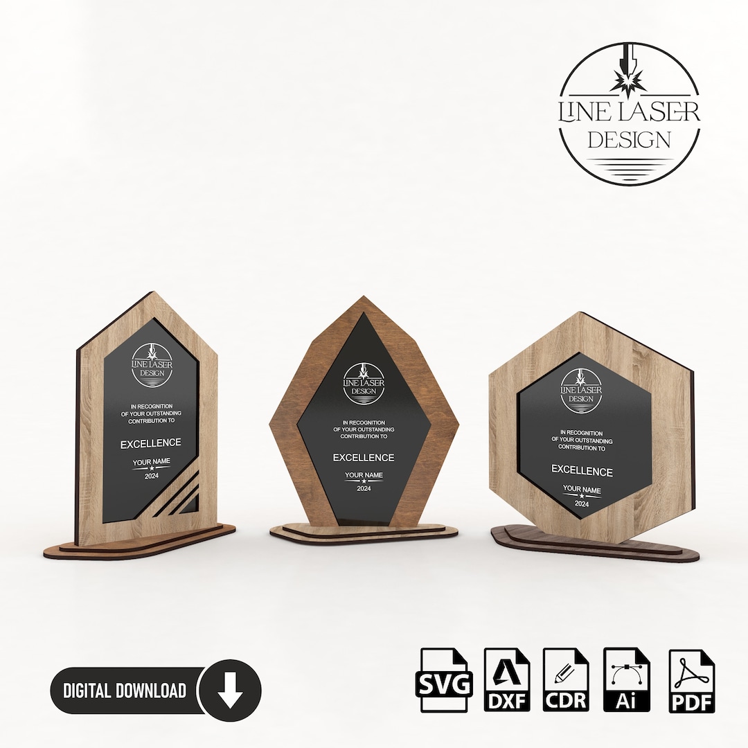 Award Trophy Laser Cut Files 3 Different Designs Pack | Wood and ...